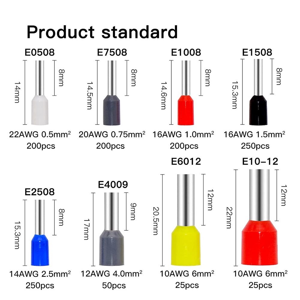 1200PCS Wire Ferrules, Insulated Crimp Pin Terminal Kit for Electrical ...