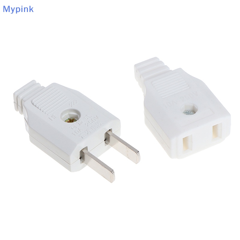 Mypink US 2 Flat Pin AC Electric Power Male Plug Female Socket Outlet ...