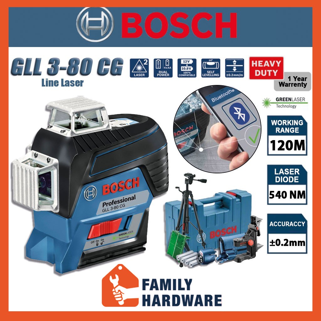 BOSCH GLL 3-80 CG Professional Line Laser BT150 BT 150 Professional Tripod 0601096B00 BM1 GLL3 ...