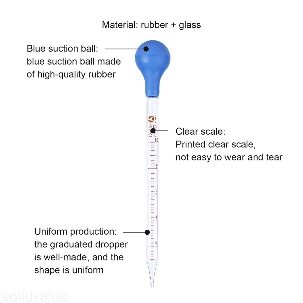 Dropper Glass Scale Line Dropping Pipe Lab School Rubber Head Pipette ...