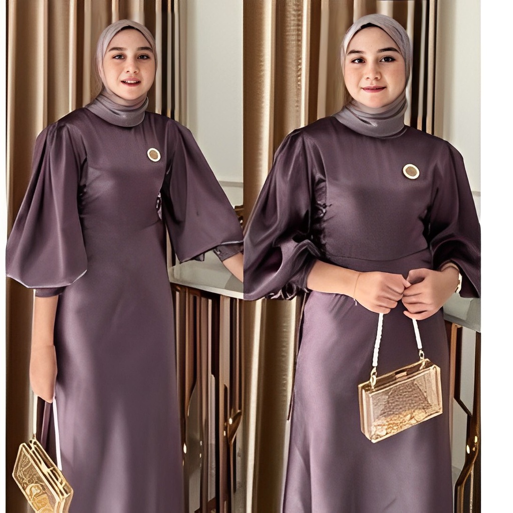 Lyodra Plain Velvet Satin Gamis Wedding Dress Graduation Dress Proposal ...