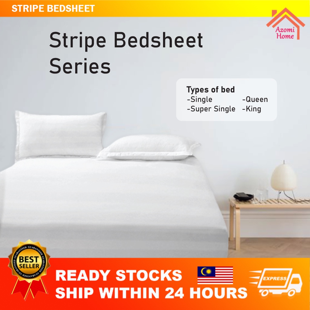 Cadar Cotton Fitted Bedsheet Single Queen King Bedding Set 4in1 Getah ...