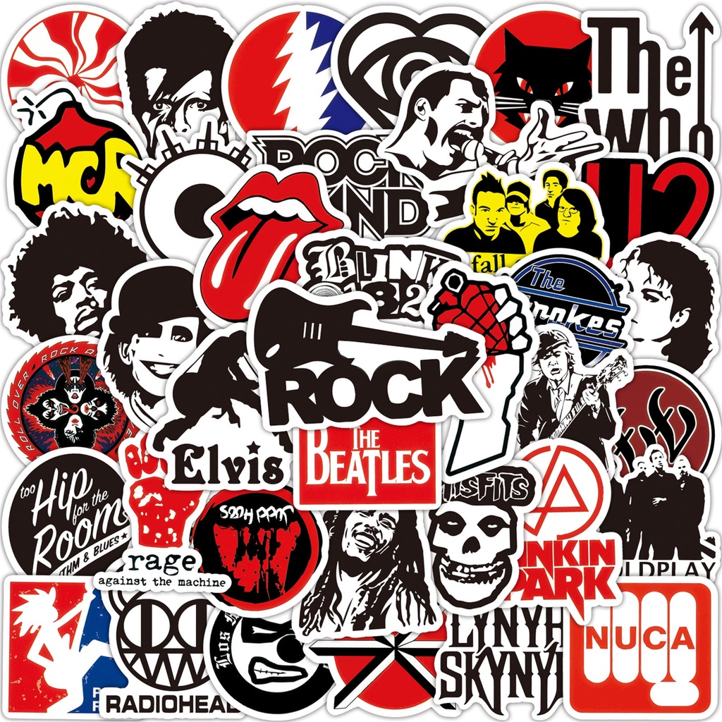 100/50PCS Rock Bands Waterproof Graffiti Stickers For Helmet Bicycle ...