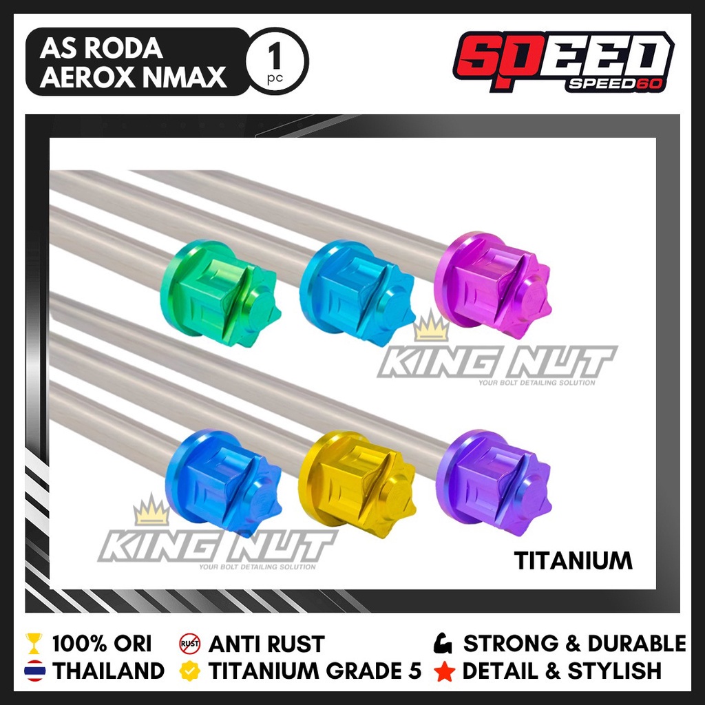 Aerox Axle Titanium Probolt Grade 5 Thailand King Nut Axle | Shopee ...