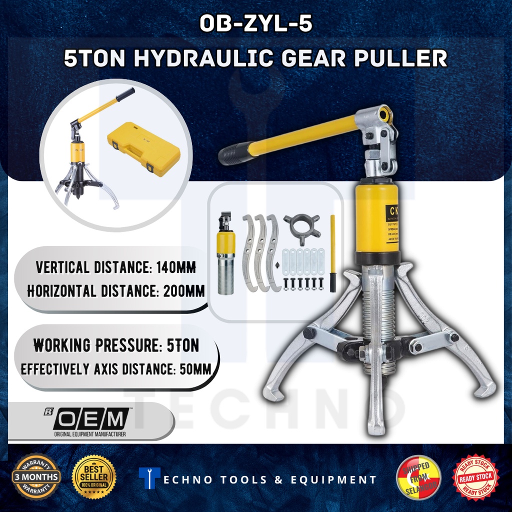 5 Tons Hydraulic Gear Puller Bearing Wheel Pulling 3 Jaws Set | Shopee ...