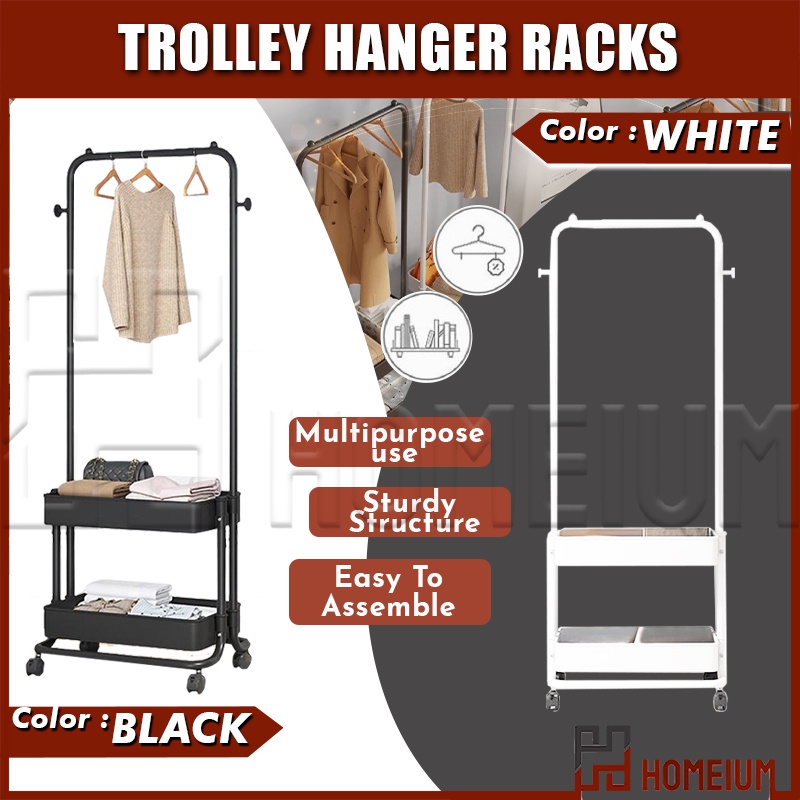 Homeium Trolley Rack Stand Hanger 2-level Clothes Hanger Rack | Shopee ...