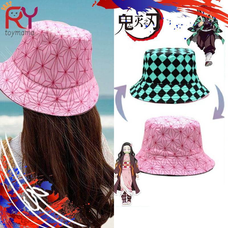 Demon Slayer Fisherman's Hat Kamado Tanjirou Kamado Nezuko Double Sided ...