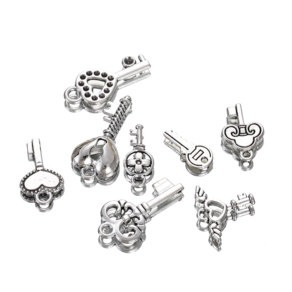 St.kunkka 10pcs Retro Key Pendant Antique Silver Love Key Pendant Angel ...