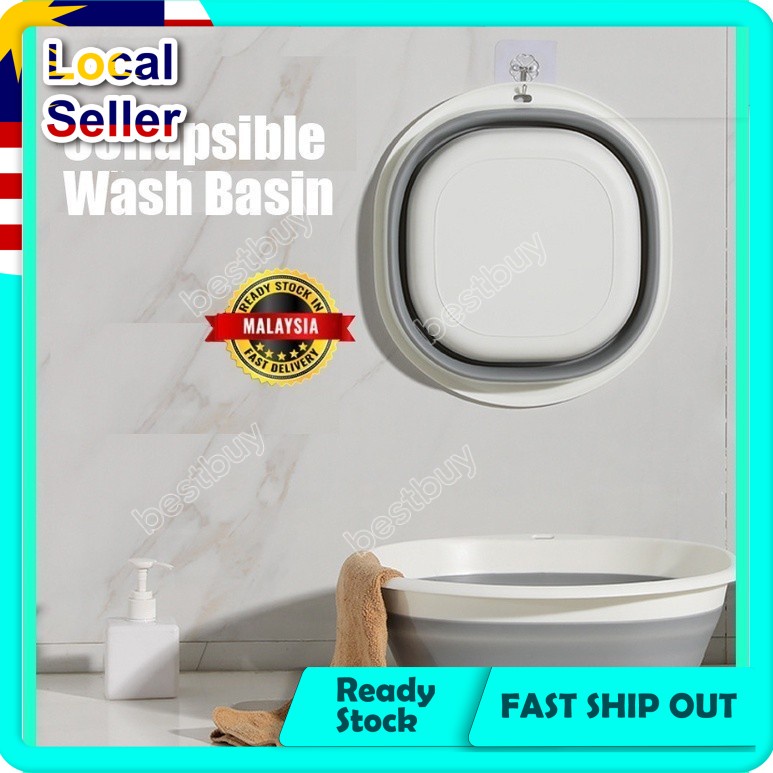 Collapsible Wash Basin, Portable Folding Catch Basin with Hanging Hole ...