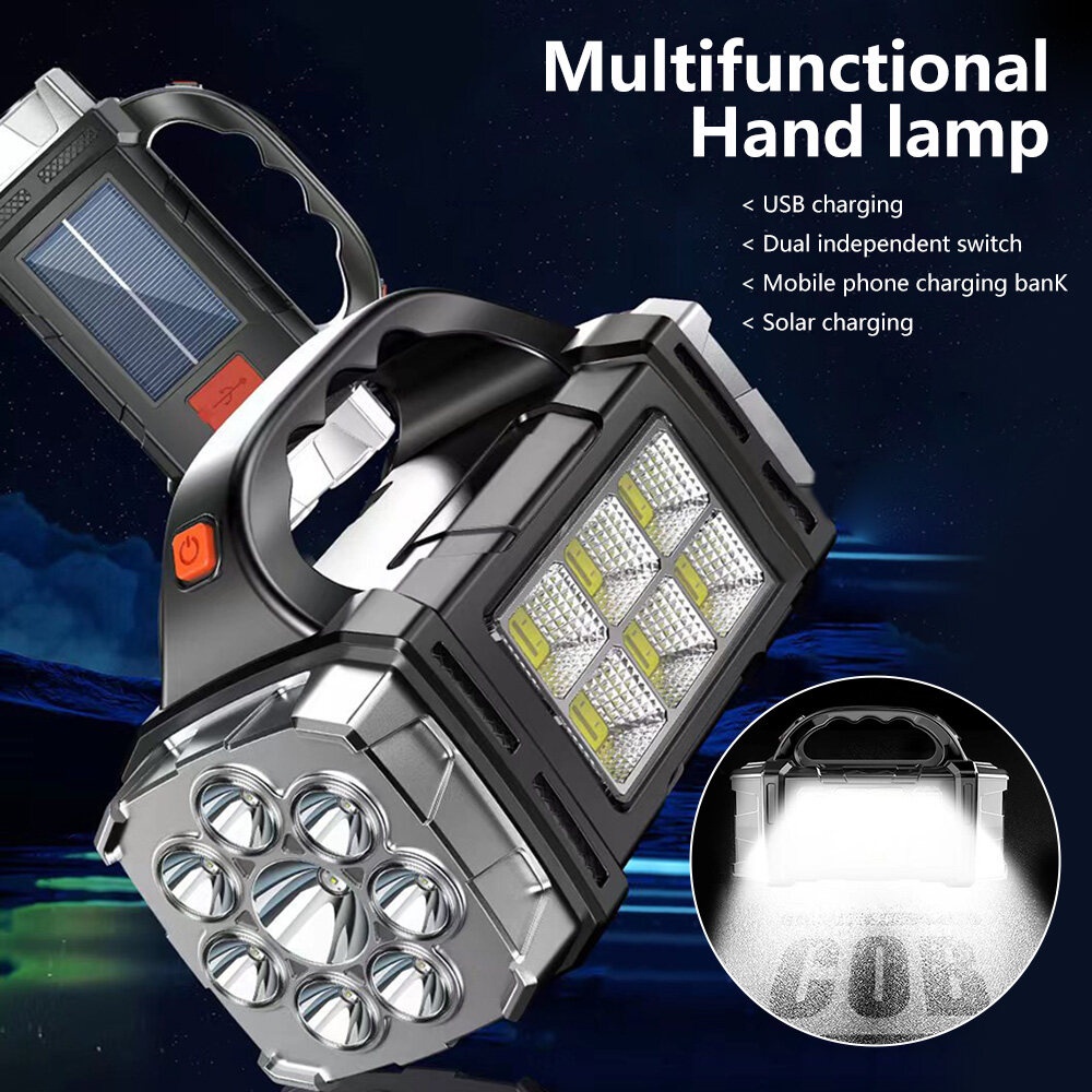 Solar Flashlight Rechargeable LED Camping Lantern Powe-r Bank IP44 ...