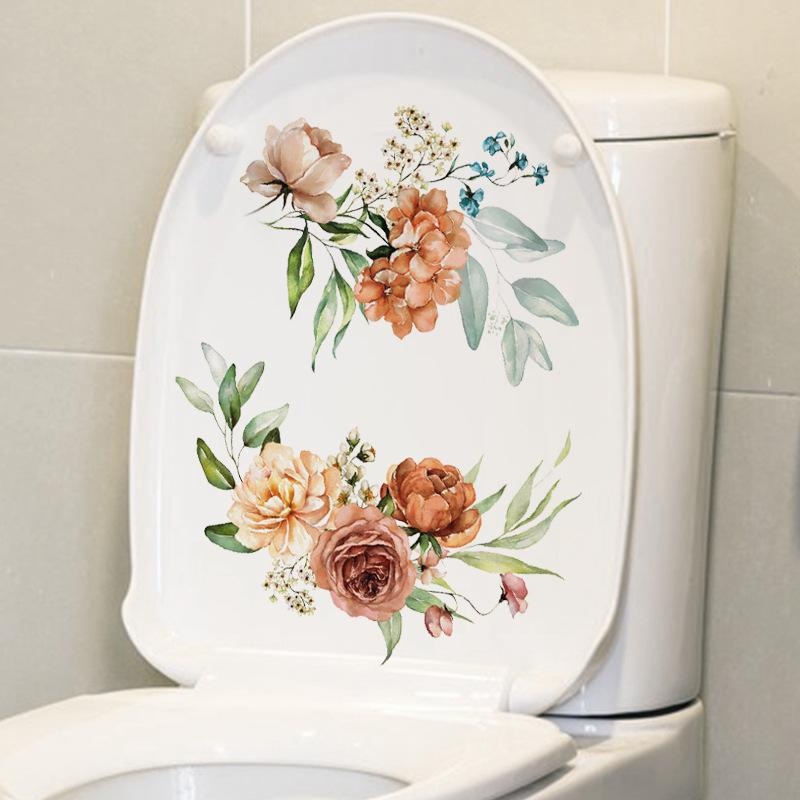 Waterproof Stickers Four Seasons Flower Toilet Stickers Chinoiserie ...