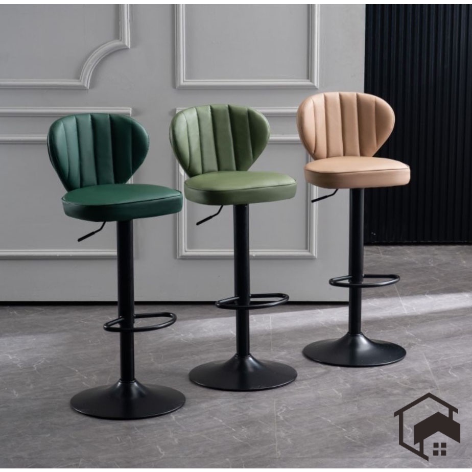 Simple Bar Stool With Backrest Light Luxury Golden Wrought Iron Bar ...