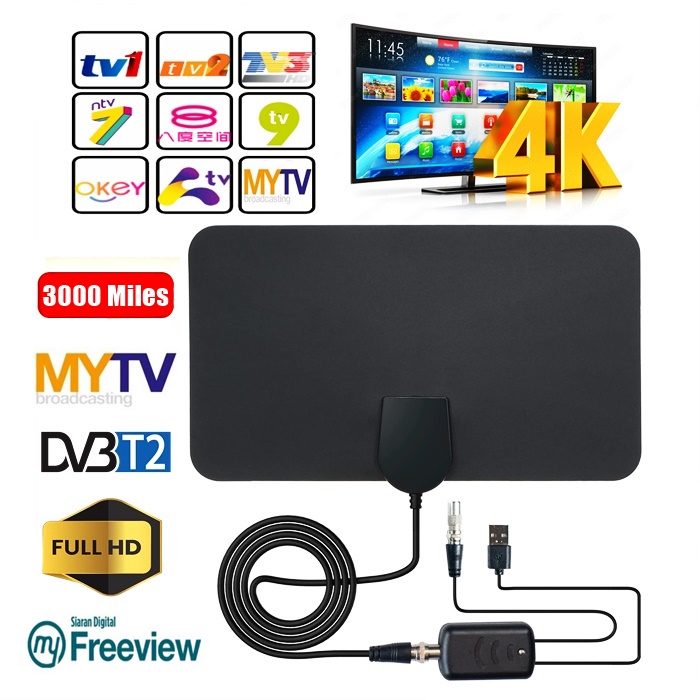 3000 Miles Digital Dvb-T2 Tv Antenna with Amplifier Booster 1080P ...