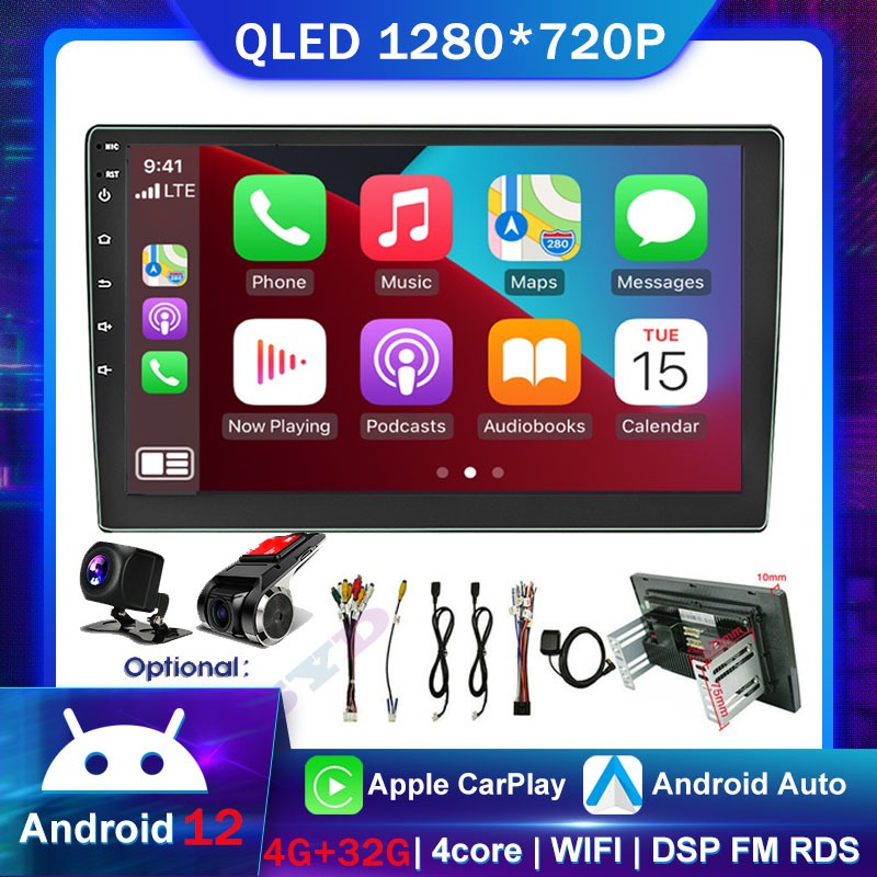 [4G+32G Qled Touch Screen] Wireless Carplay & Android Auto Car Stereo ...