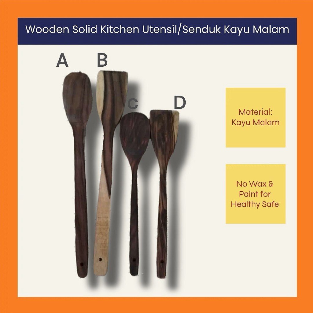 Wooden Solid Kitchen Utensil/Senduk Kayu Malam | Shopee Malaysia