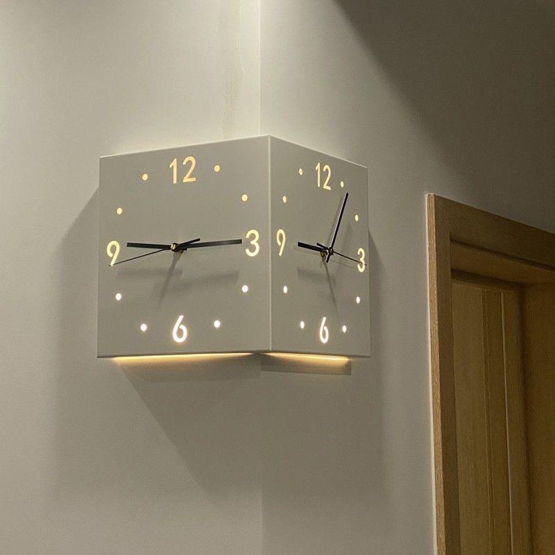 Ins Style Corner Clock Double-Sided Wall Clock Living Room Creative ...