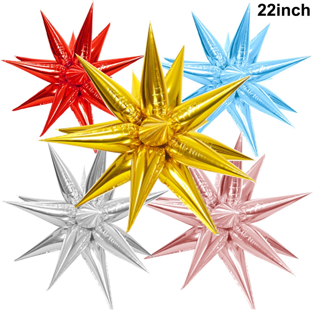 1/3pcs 22inch Gold Mylar Starburst Balloons Explosion Star Foil ...