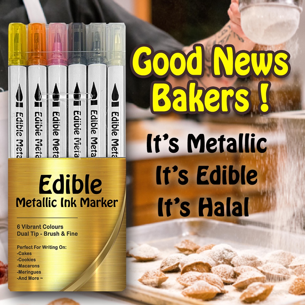 Metallic Edible Cake Marker Pen For Fondant Cookies Bread Halal ...