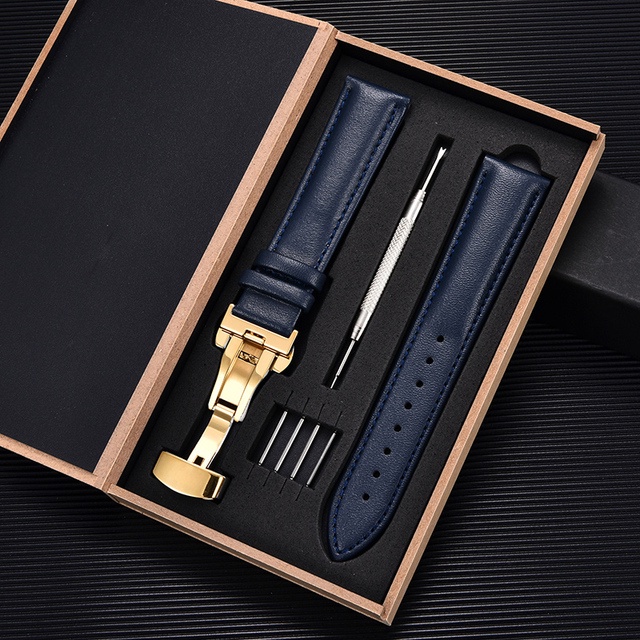 Genuine Leather 16mm 18mm 20mm 22mm 24mm Watchband Belt with Box Men ...