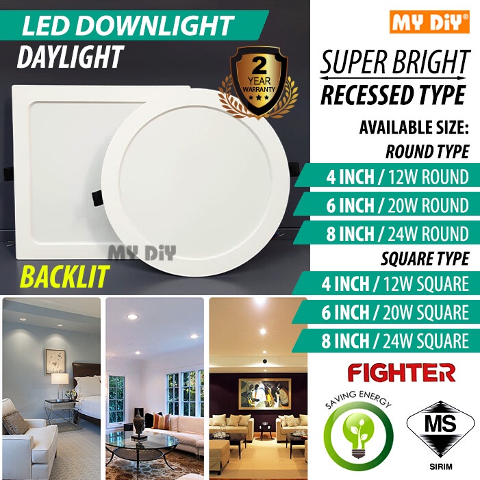 MYDIYSDNBHD - SIRIM LED Downlight Round 12W 20W 24W 4" 6'' 8" Recessed ...