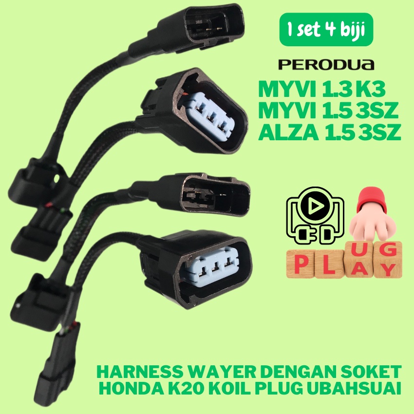 PERODUA MYVI ALZA Harness Socket For Honda K20 Plug Coil Modification ...