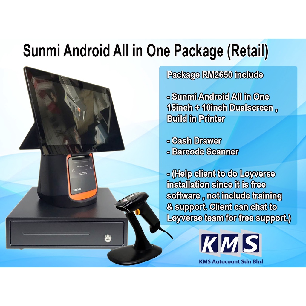 Sunmi Android All in One 15+10 inch Build in Printer + Cash Drawer ...