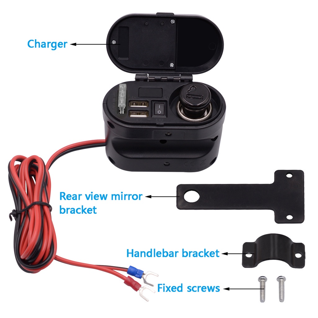 Motorcycle Charger USB Waterproof Fast Charger Dual Ports 4.5A Mobile ...