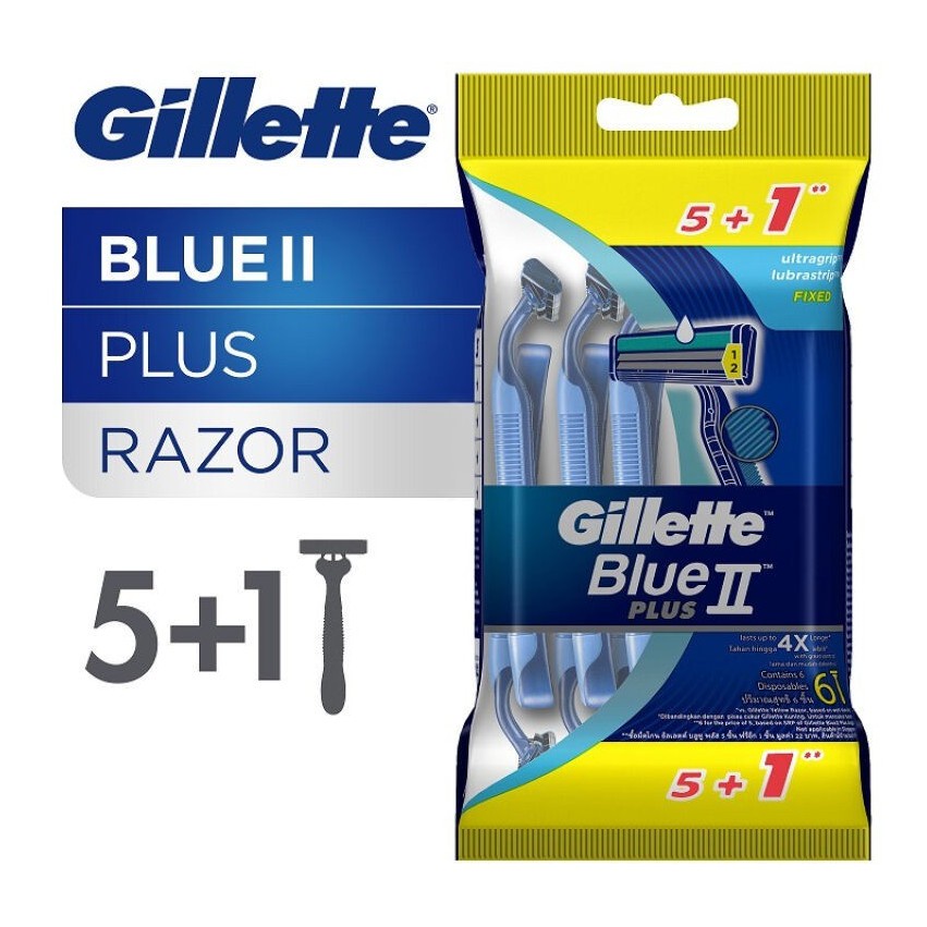 Gillette Blue II Plus Fixed Disposable Razors (5+1) | Shopee Malaysia