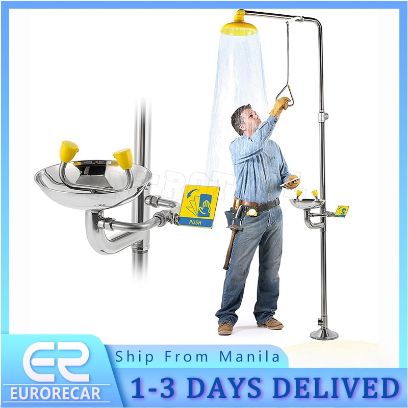 304 Stainless Steel Composite Emergency Shower Eyewash,Factory Inspection Vertical Double ...