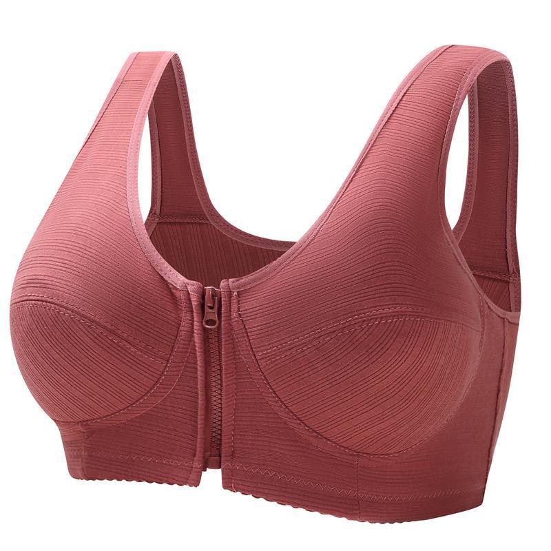 36-46 Soft cotton cup front zipper for middle-aged and elderly lingerie ...