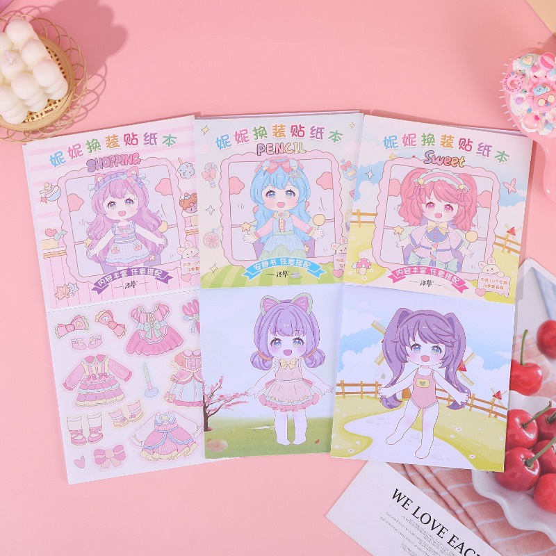 1pcs Nini Change Cloths Stickers Book Cartoon Cute Beautiful Girl ...