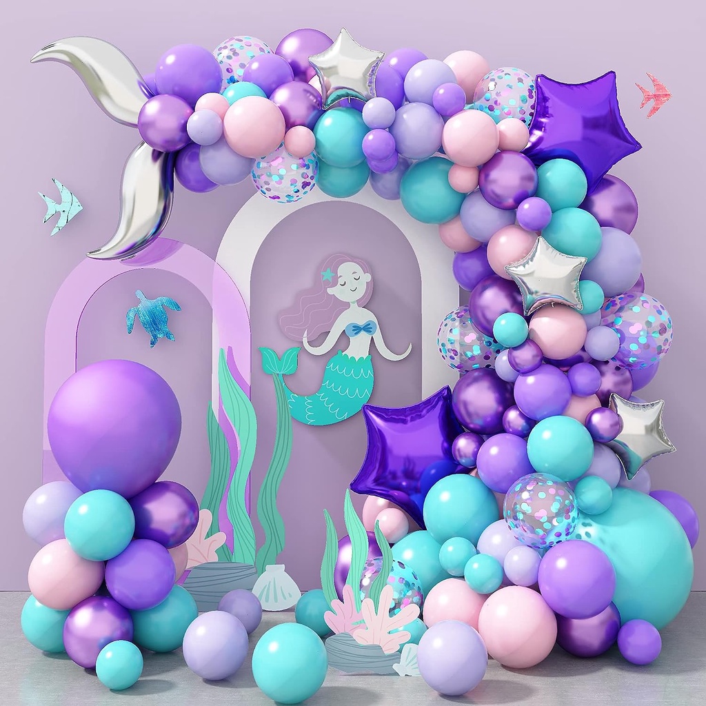 Mermaid Balloon Garland Arch Kit, Mermaid Theme Party Decorations, Pink ...