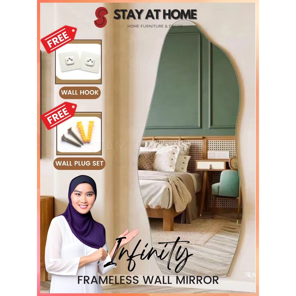 STAY Cloud Aestetic Irregular Frameless Wall Long Mirror Full Body ...