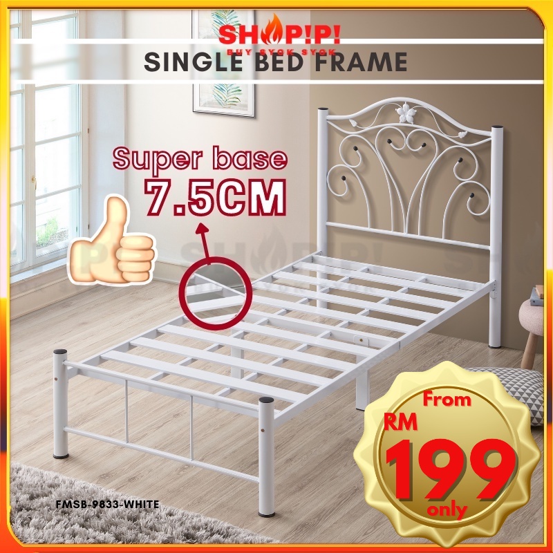 Shopipi Wood Leg Metal Single Bed Frame/Quality Single/Katil Bujang ...