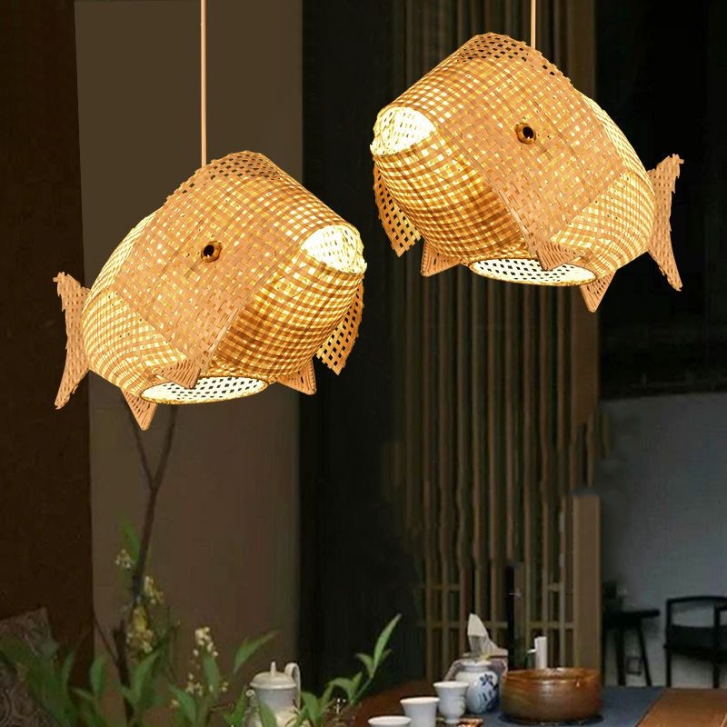 Fish-shaped Chandelier Carp Chinese Lighting Creative Unique Tea House ...