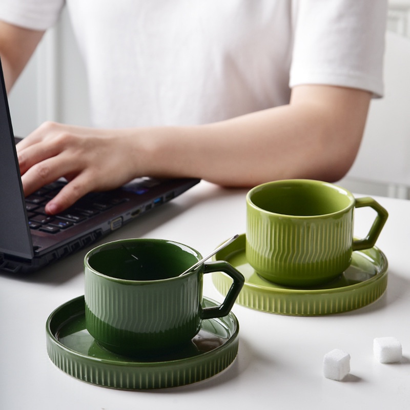 Vintage Nordic Ceramic Coffee Cup Saucer Premium Afternoon Tea Cup Set Nordic Ceramic Cup ...