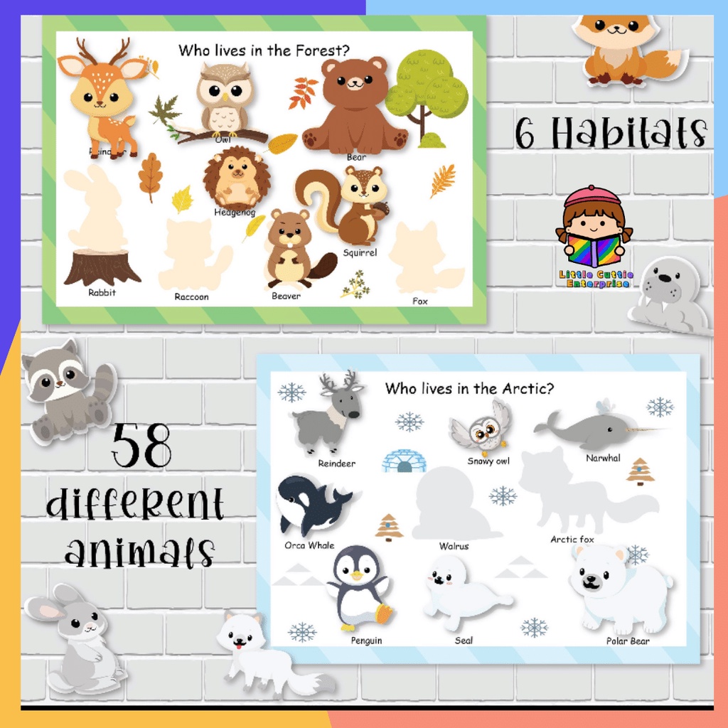 Animal Habitat Matching Busy Book for Toddlers Montessori Preschool ...