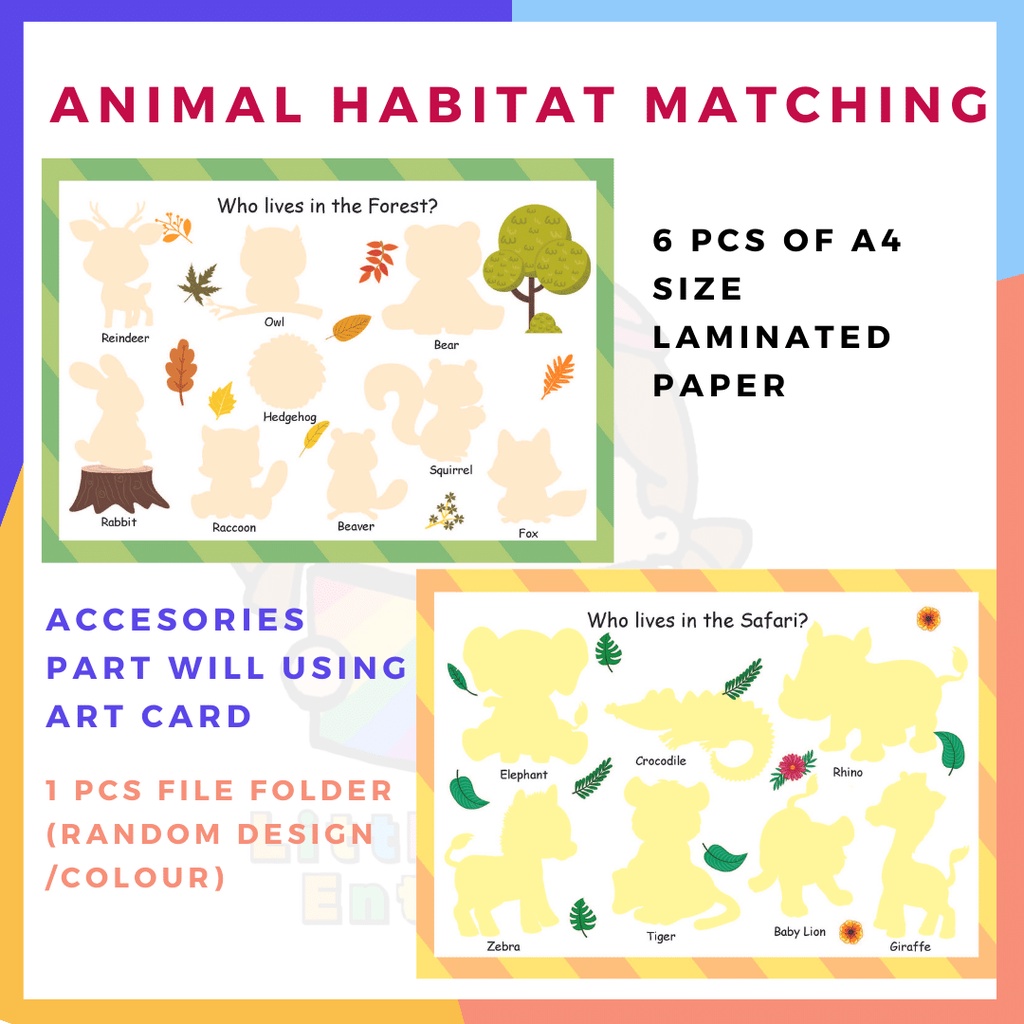 Animal Habitat Matching Busy Book for Toddlers Montessori Preschool ...