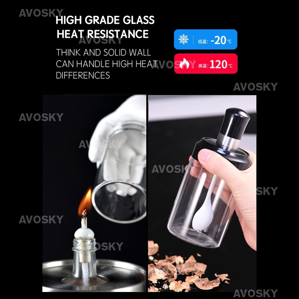 AVOSKY Seasoning Bottle Transparent Glass Salt Condiment Food Airtight ...
