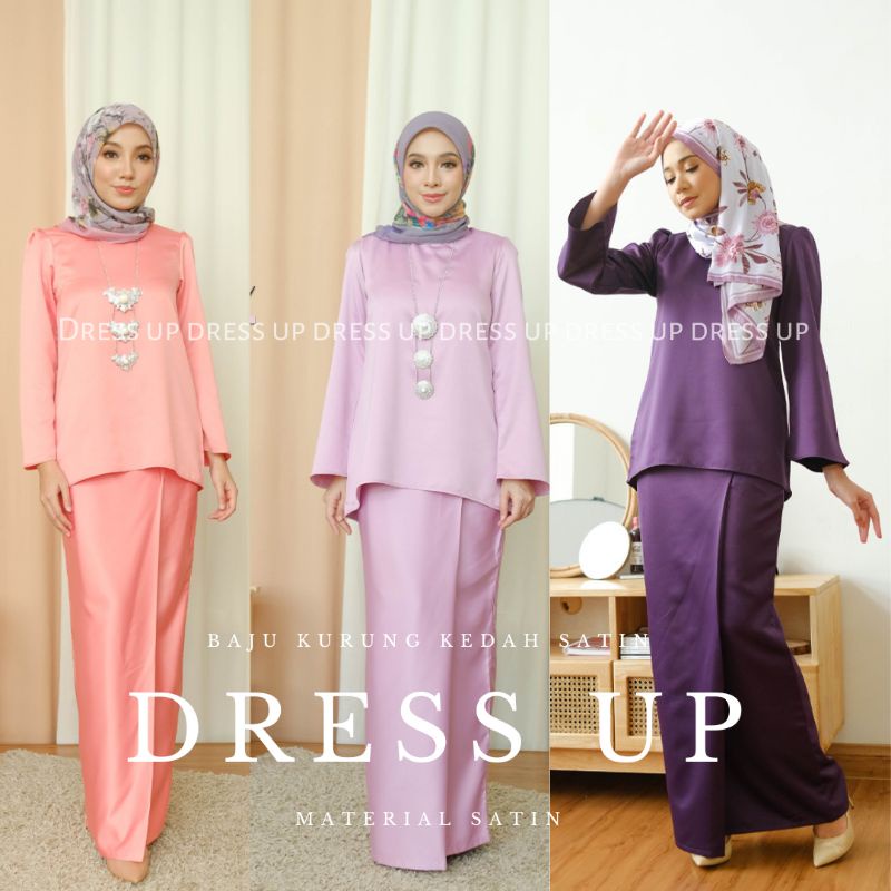 Baju kurung kedah SATIN S TO 5XL litte lady shop | Shopee Malaysia