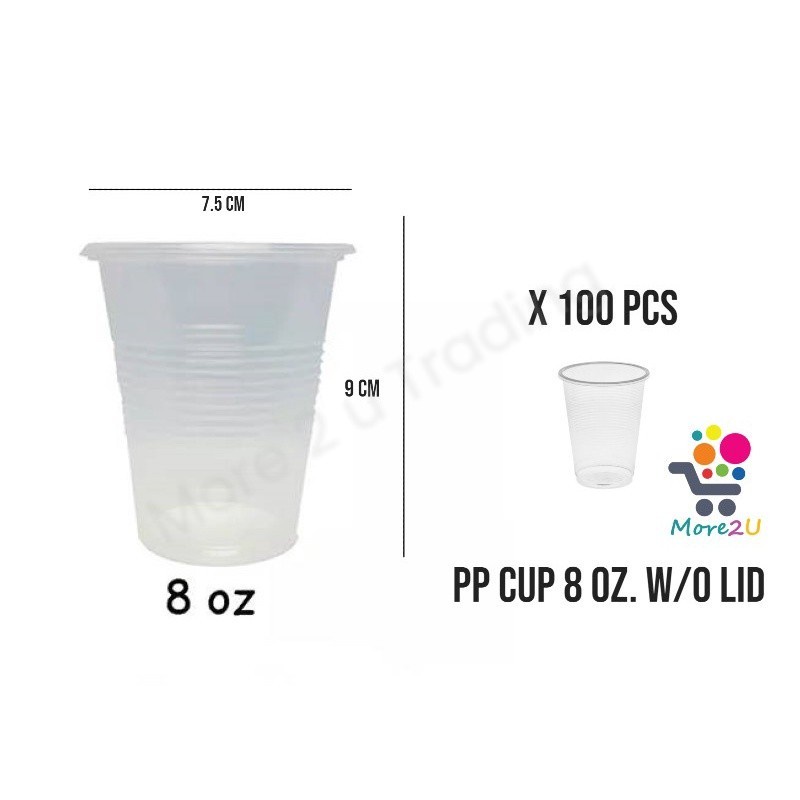 [100pcs] 8oz. PP Cawan Plastik / Plastic PP Cup 8 oz. / Disposable ...