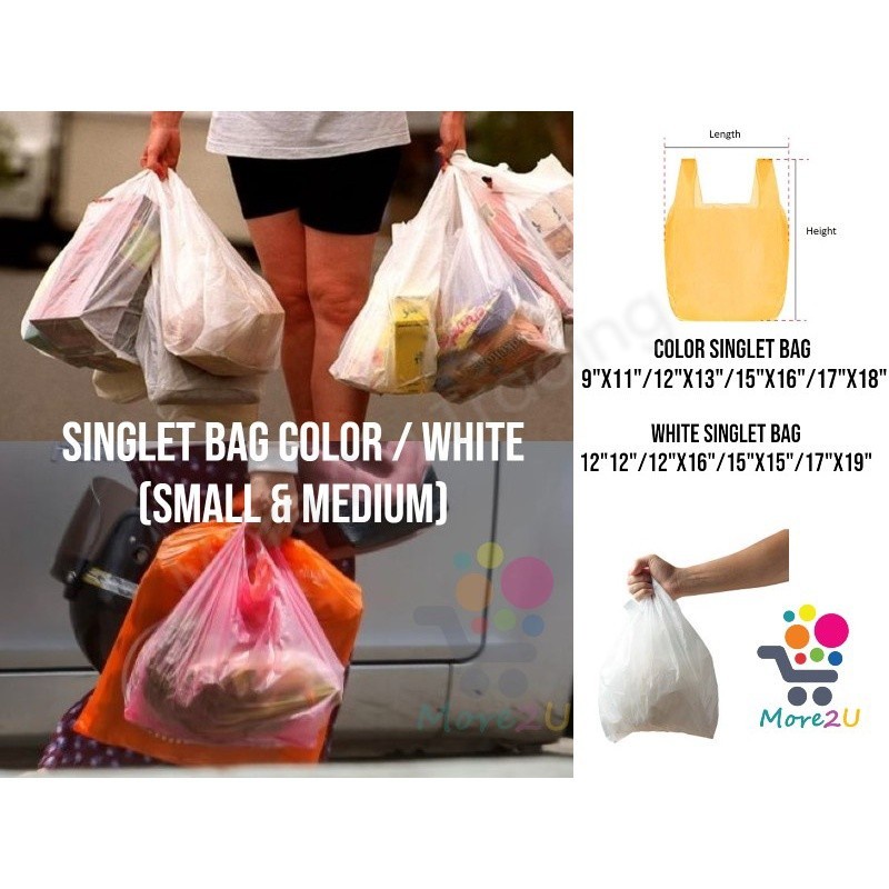 [Small & Medium] High Quality Plastic Singlet Bag White OR color/T ...