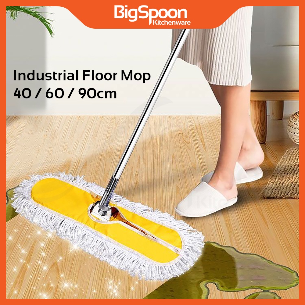 BIGSPOON 40/60/90cm Floor Dust Mop | Industrial Flat Mop | Cotton Big Mop Dry and Wet | Mop ...