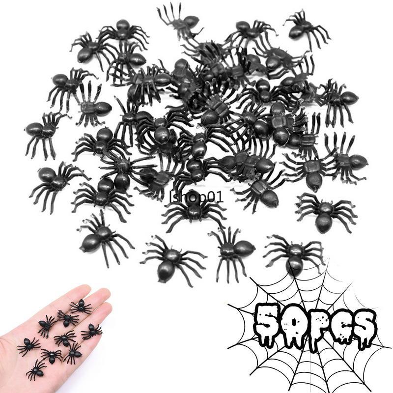 50pcs Halloween Joking Toy Mini Fake Spiders Luminous Prank Non-Toxic ...