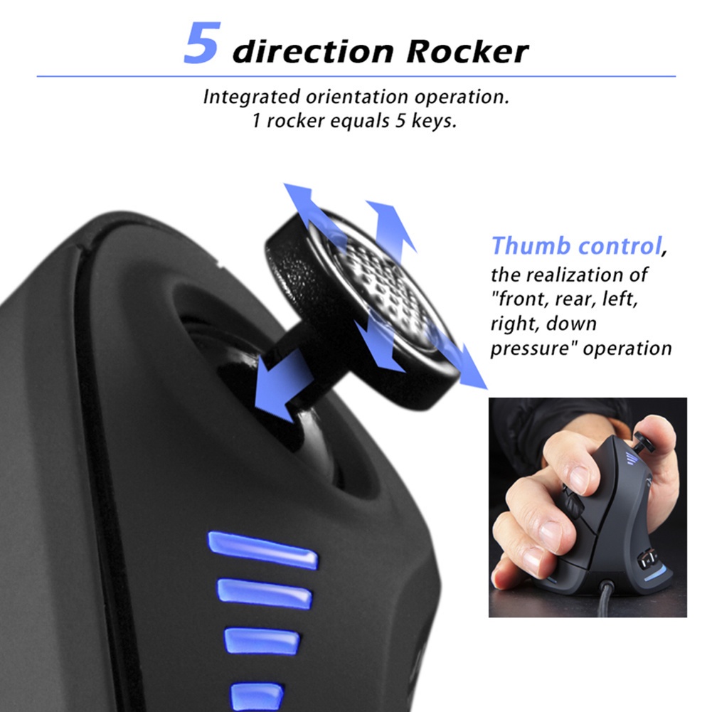 jomaa RGB Wired Vertical Mouse RGB Ergonomic Mice Gaming Joystick ...