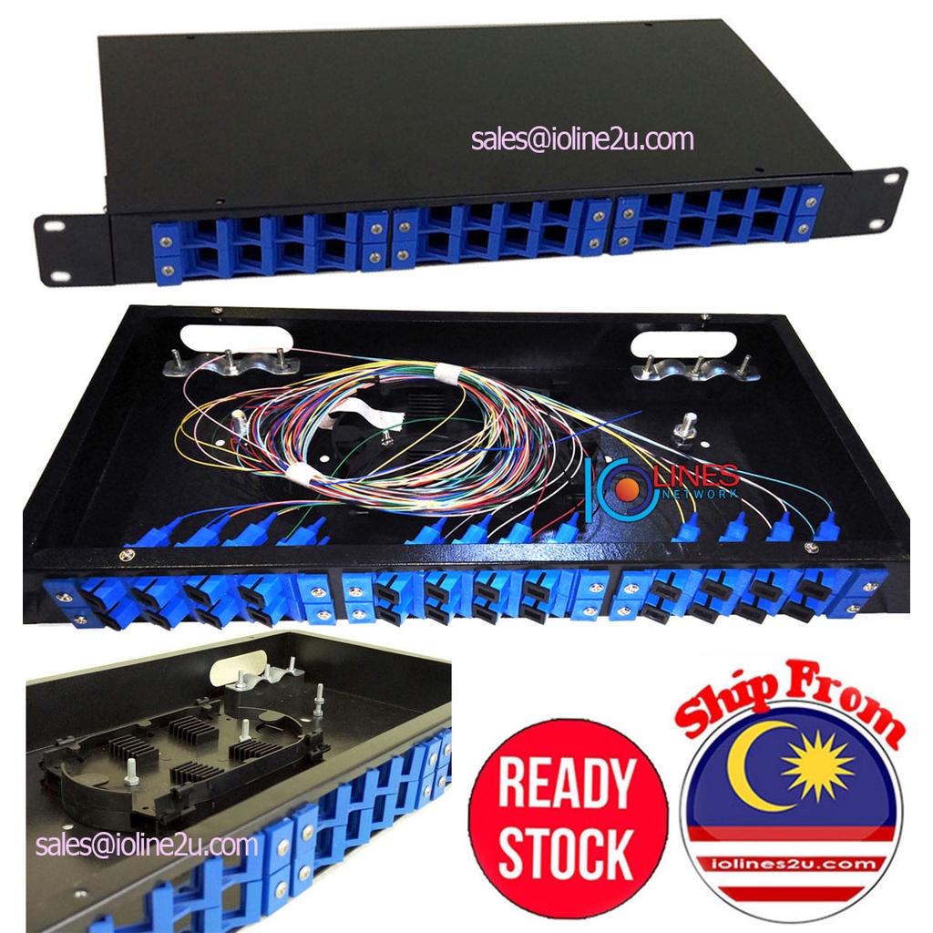 12/24 Port Fiber optic patch panel SC simplex 19" 1U Preloaded SC ...