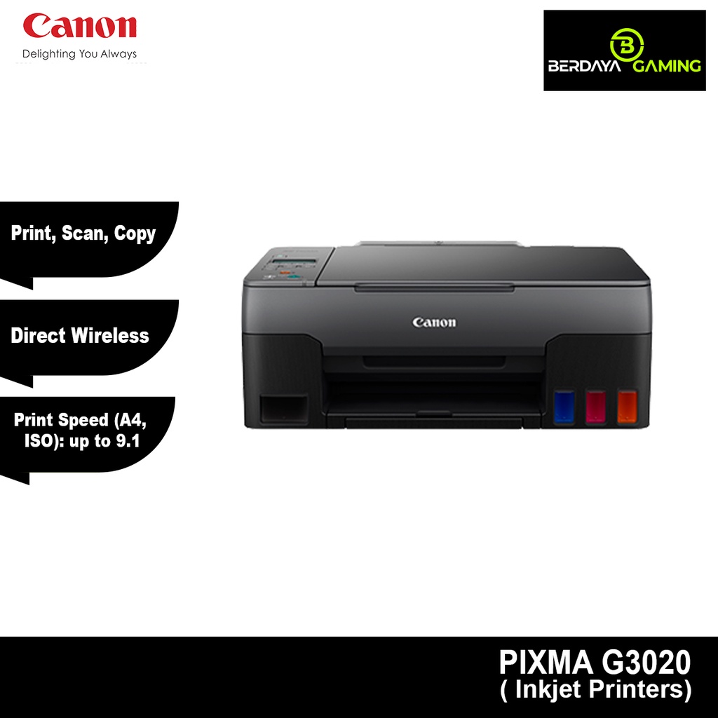 CANON PIXMA G3020 ALL IN ONE REFILLABLE INK TANK SYSTEM WIFI PRINTER ...