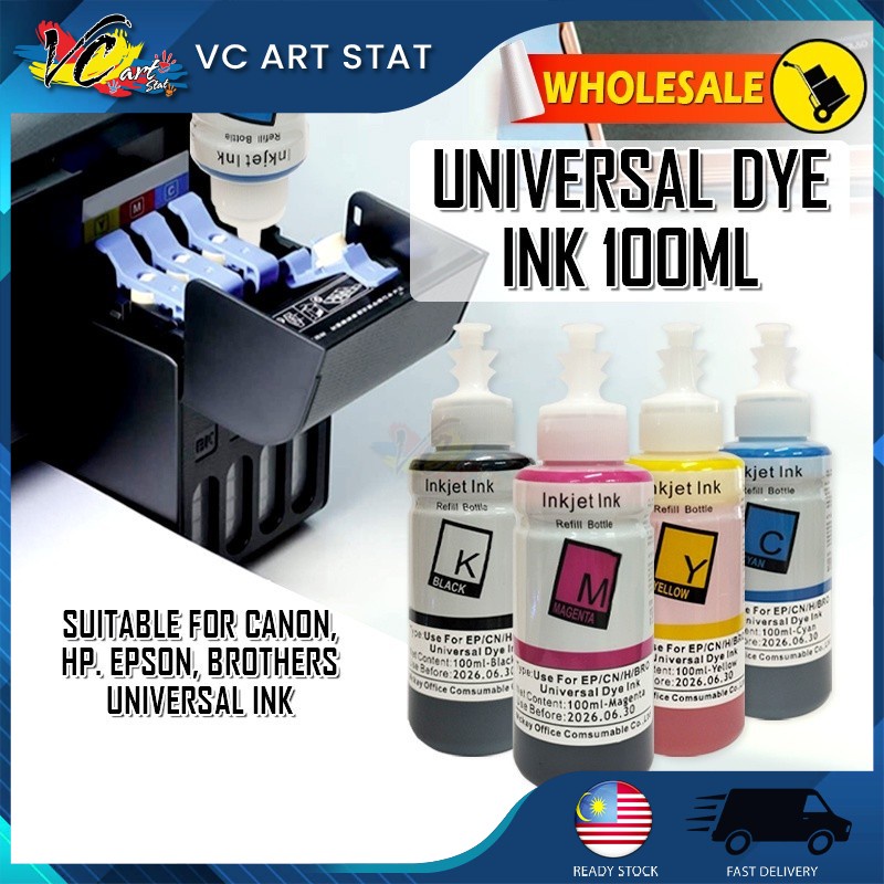 MCKAY UNIVERSAL Inkjet Printer Refill Dye Ink 100 ml 4 Color (BK/C/Y/M ...