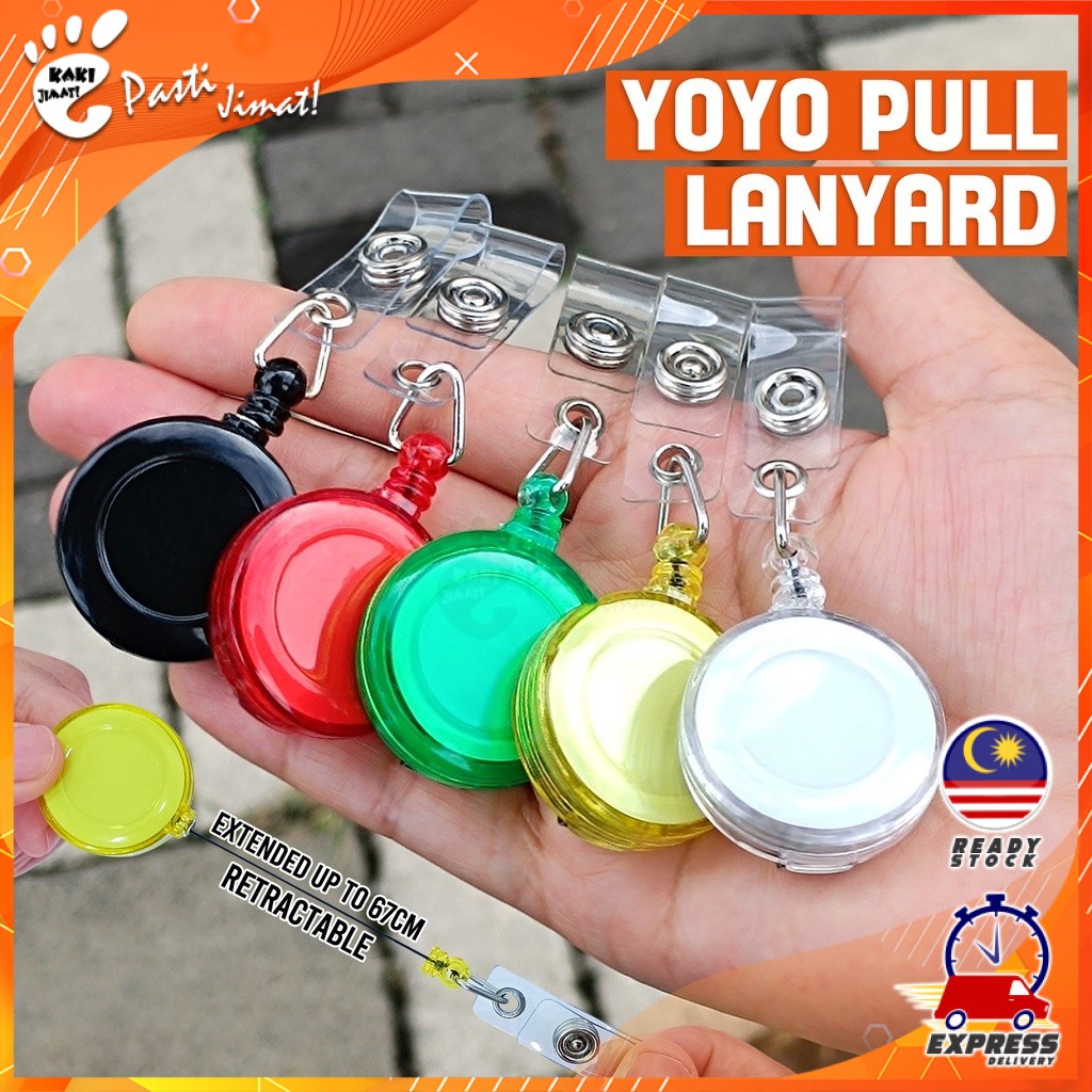 Kaki Jimat Retractable Yoyo Pull Lanyard Tag ID Card Key Name Holder ...