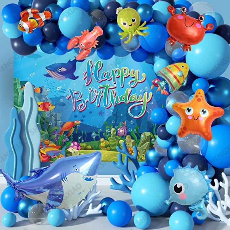 85pcs Ocean Theme Balloon Party Set Ocean Balloons Matte Balloons Blue ...